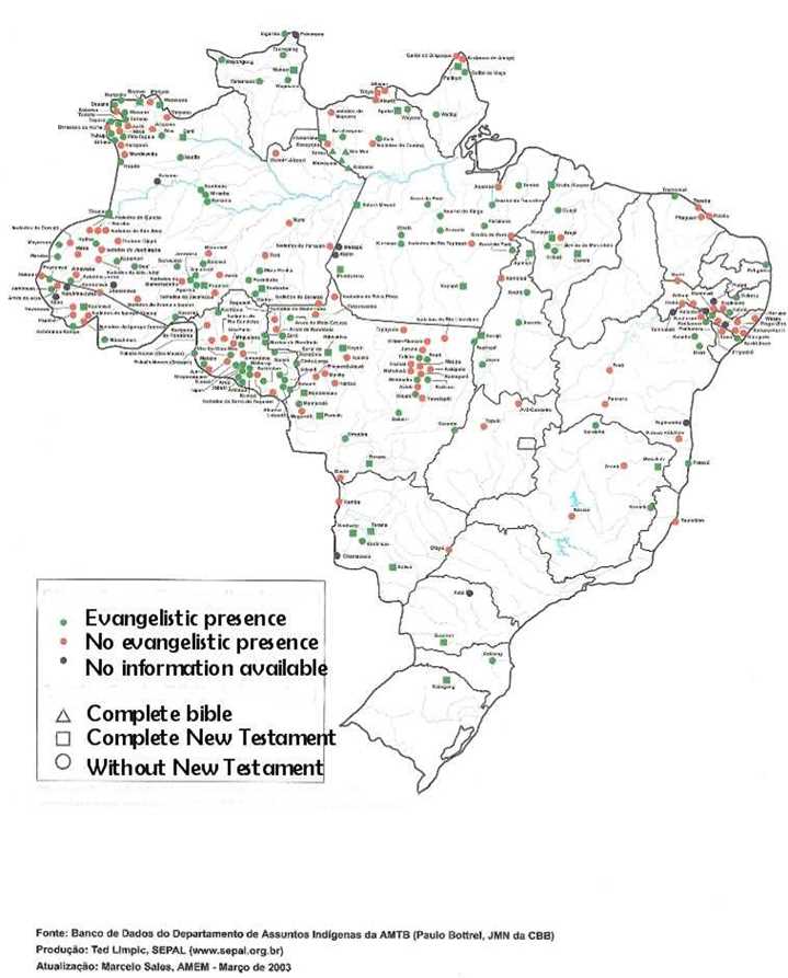 Mapa mostra presença missionária evangélica entre os Povos Indígenas no ...